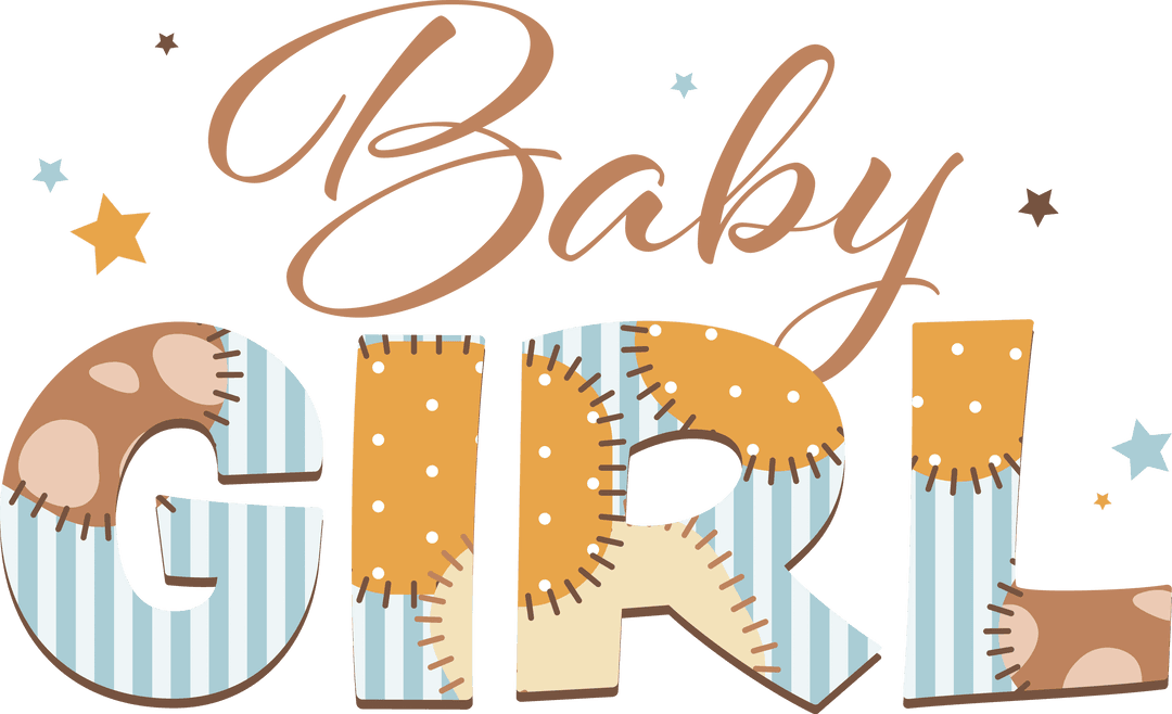 Cartoon Baby Girl Text on Transparent Background for Childhood Themes ...