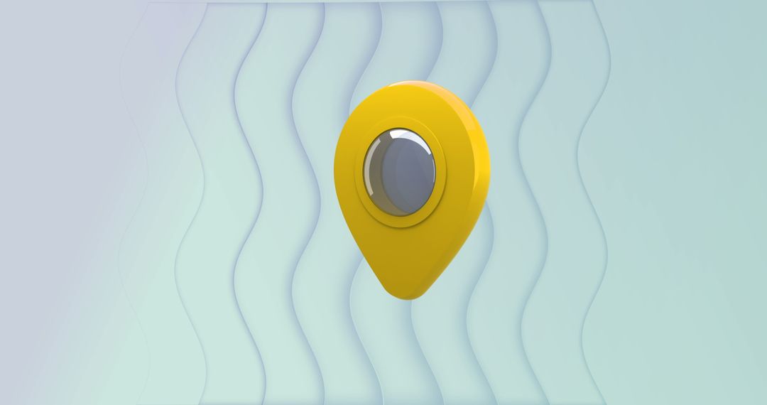 3D Yellow Location Mark on Abstract Wave Background
