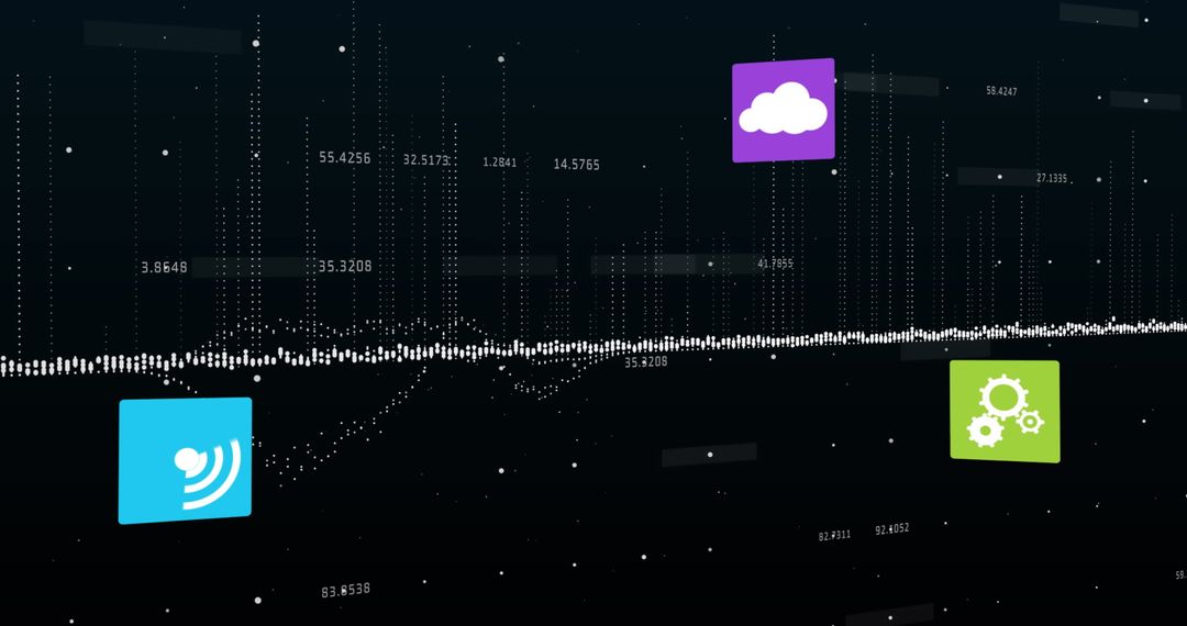 Futuristic Data Visualization with Digital Icons and Waveforms - Free Stock Photo | Pikwizard