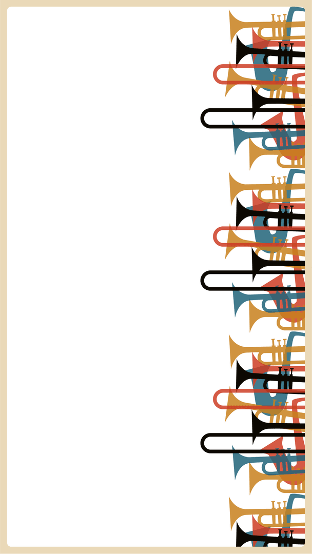 Vertical Brass Instruments Border on Transparent Blue Background - Free ...