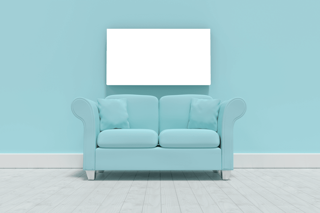 Transparent Living Room Interior with Blue Sofa and TV - Free Stock Png ...