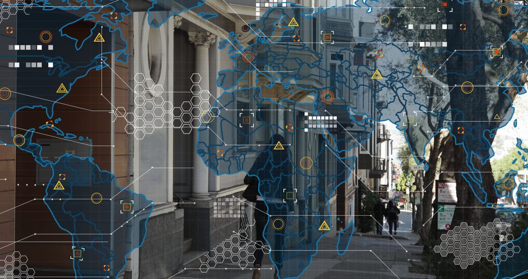 Global Business Digital Interface Overlay City Streetscape - Free Stock Photo | Pikwizard