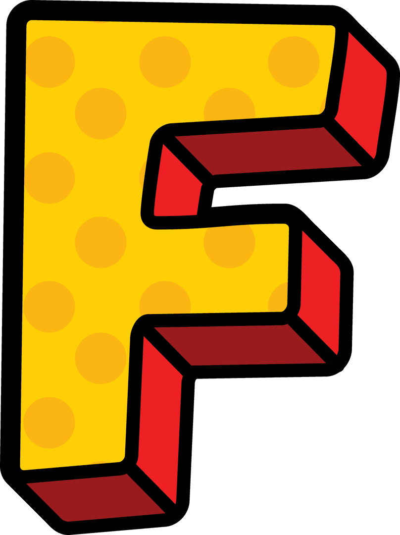 Bold Letter F with Yellow Pattern on Transparent Background - Free ...