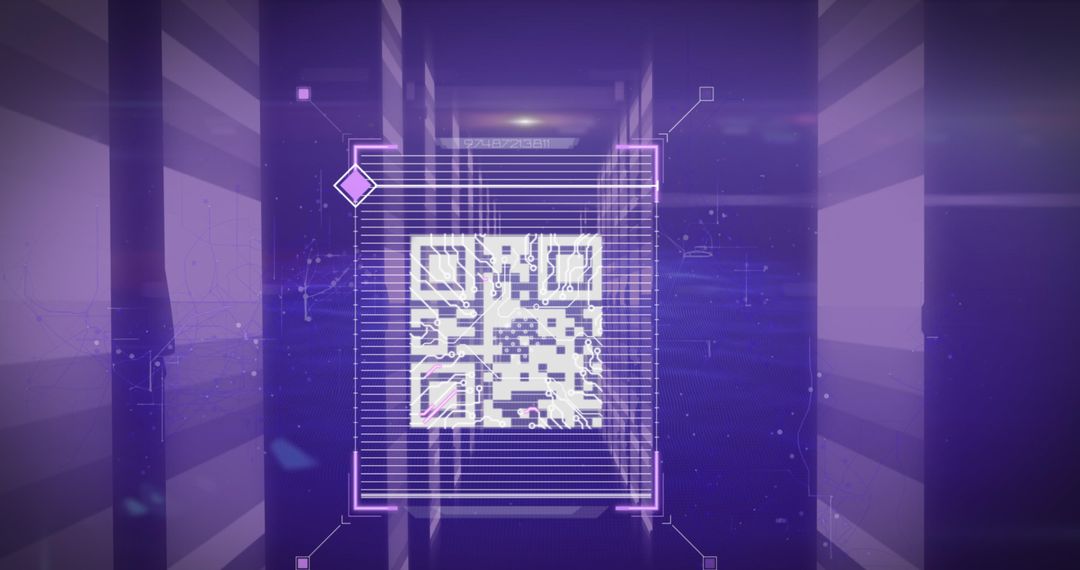 Futuristic Digital QR Code with Technological Background