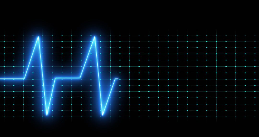 Glowing cardiograph line on black background illustrates vital health ...