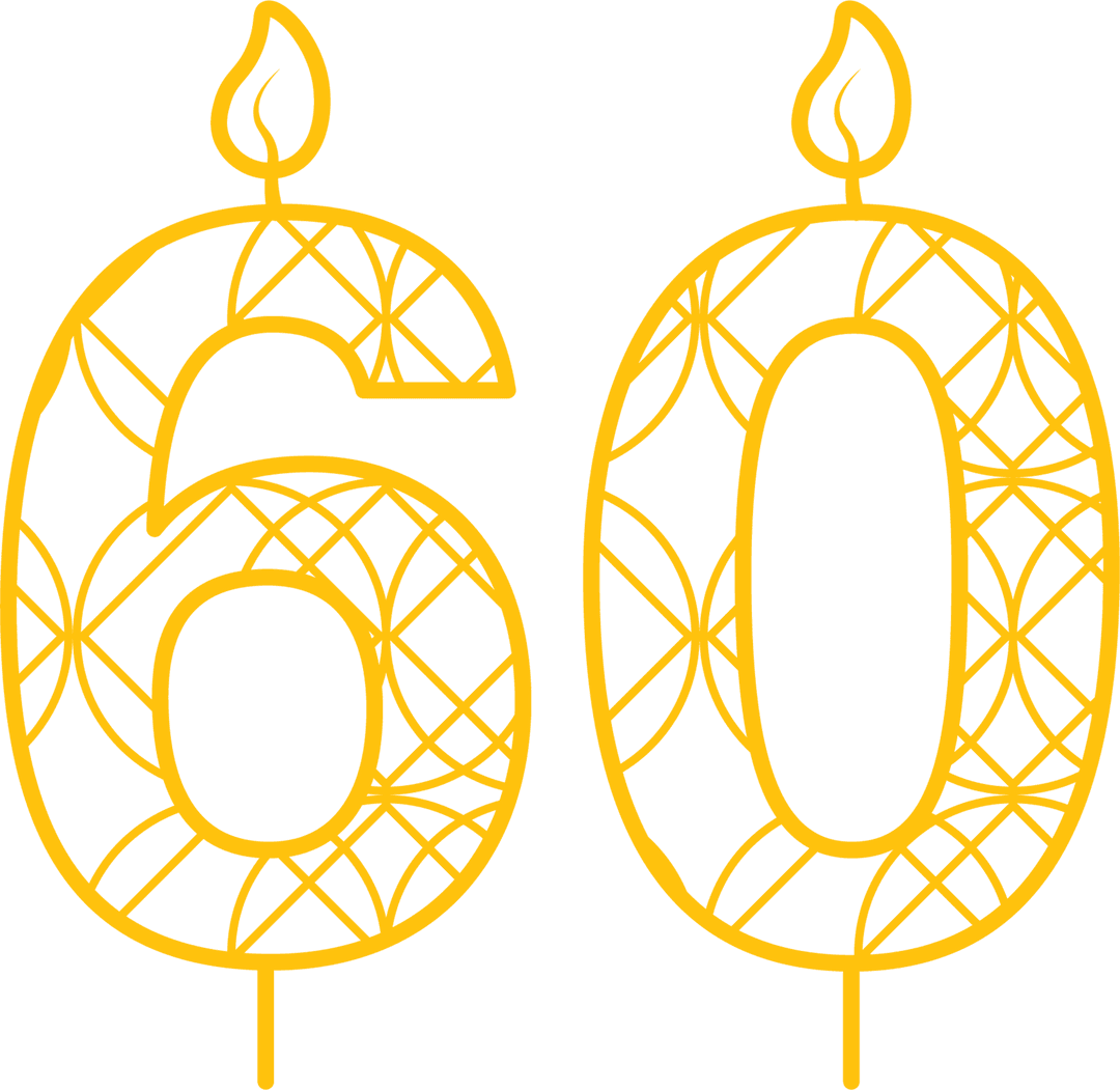 Patterned Yellow 60th Birthday Candle on Transparent Background - Free ...