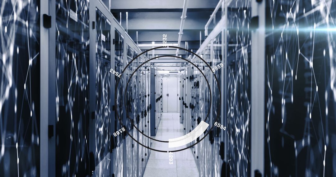 High-Tech Data Center with Digital Dashboard Overlay - Free Stock Photo | Pikwizard