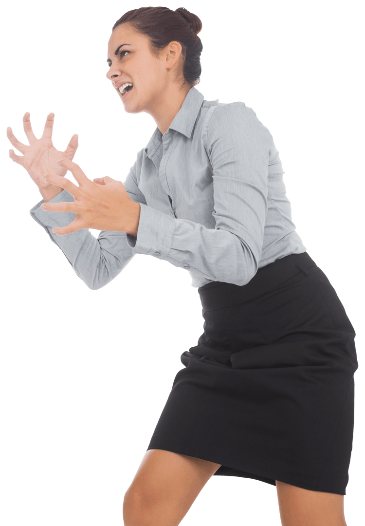 Angry Caucasian Businesswoman Expressing Frustration on Transparent ...