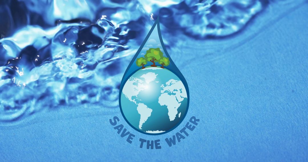 Save Water Campaign: Globe in Droplet on Blue Background - Free Stock ...