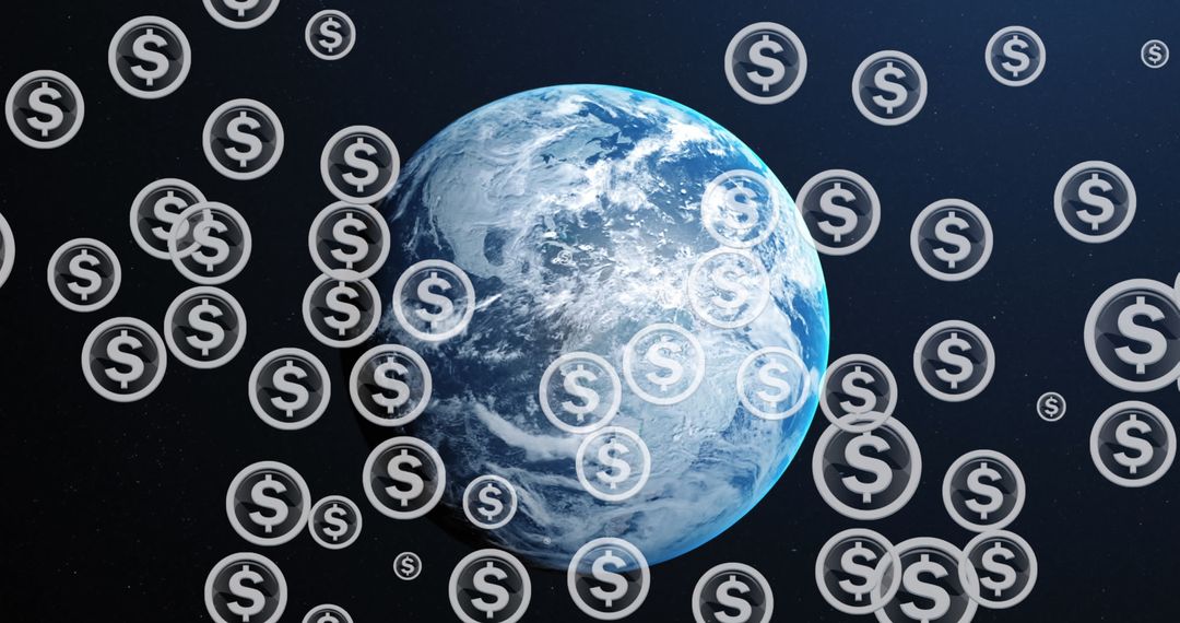 Spinning Earth with Dollar Symbols Depicting Global Economy