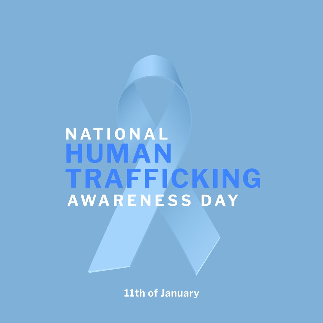 National Human Trafficking Awareness Day Poster with Blue Ribbon