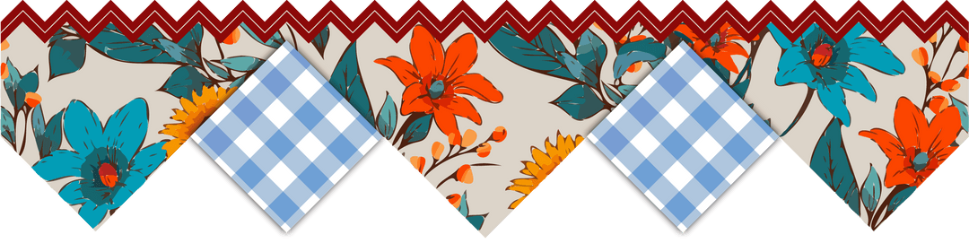 Vintage Floral Gingham Pennant Banner on Transparent Background - Free ...