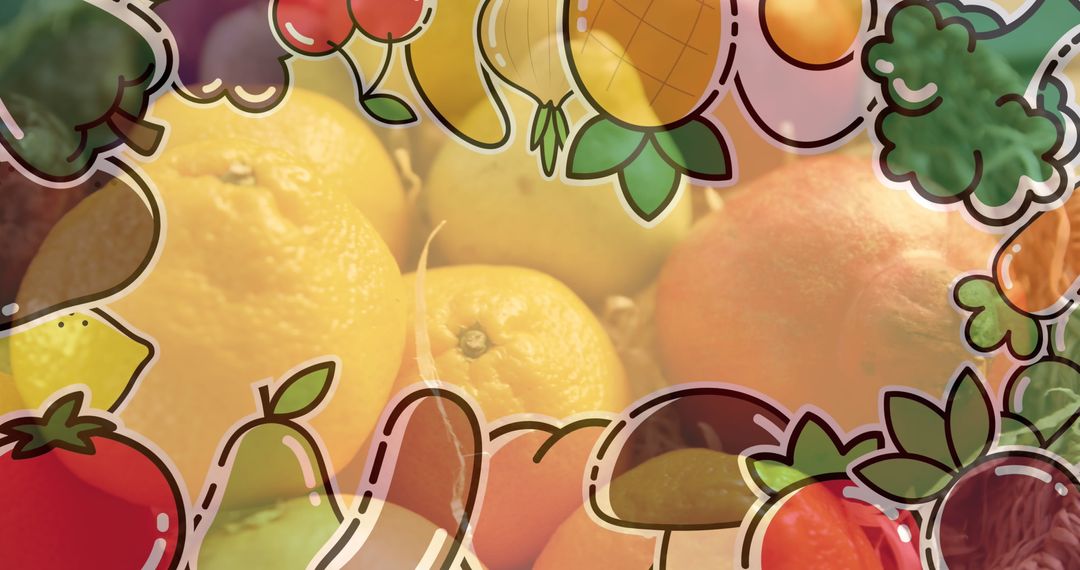Colorful Illustrative Overlay of Fruits and Vegetables on Lemons - Free ...