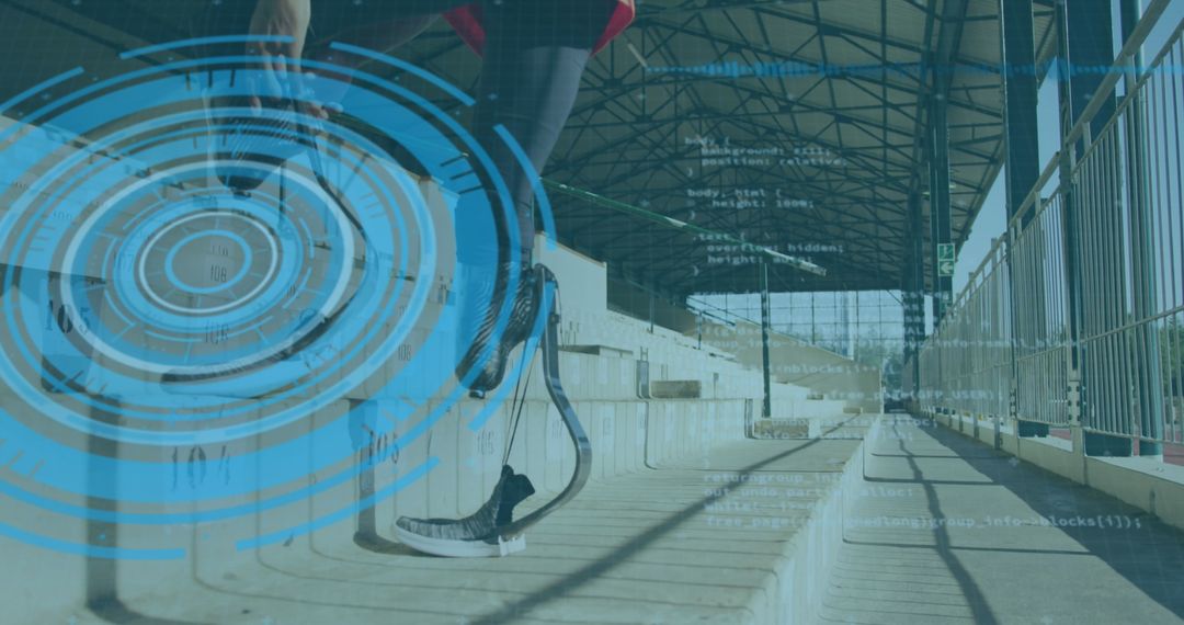 Paralympic Athlete Walking with Prosthetic amid Digital Technology ...
