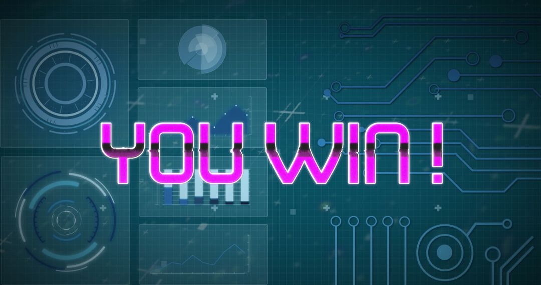 Digital Victory Screen with Tech Background