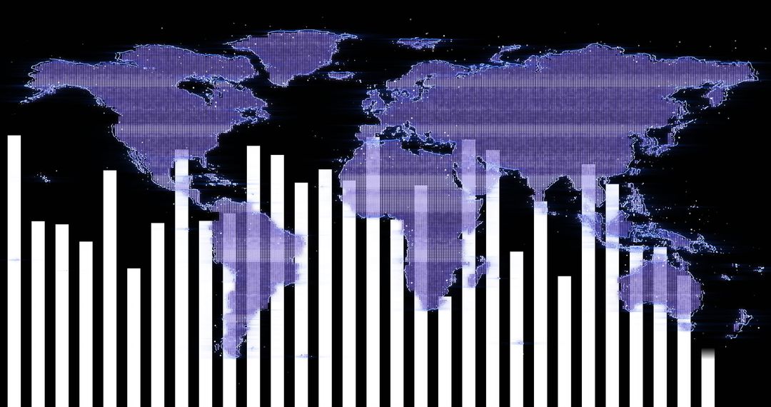 Digital Data Visualization on Pixelated World Map - Free Stock Photo | Pikwizard