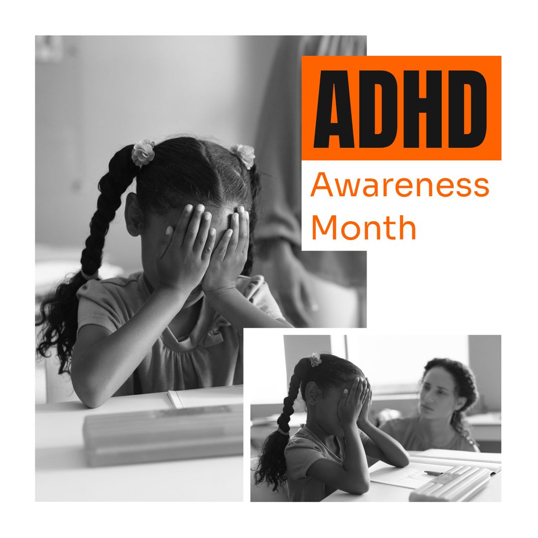 Diverse Schoolgirl and Teacher Illustrating ADHD Awareness Month ...