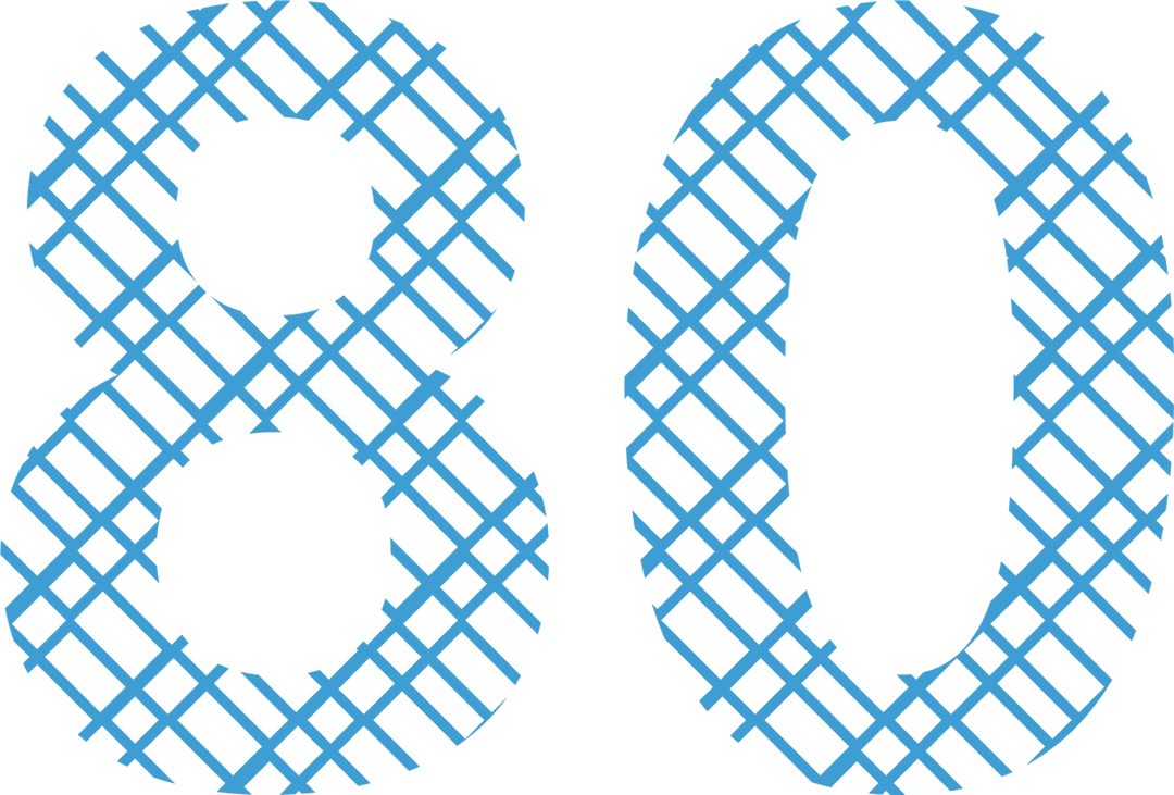 Blue Patterned Number 80 on Transparent Background for Celebrations ...