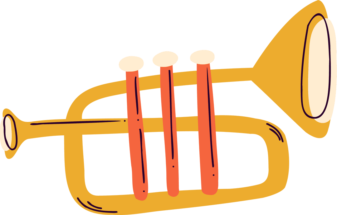 Cartoon Trumpet Illustration on Transparent Background - Free Stock Png ...