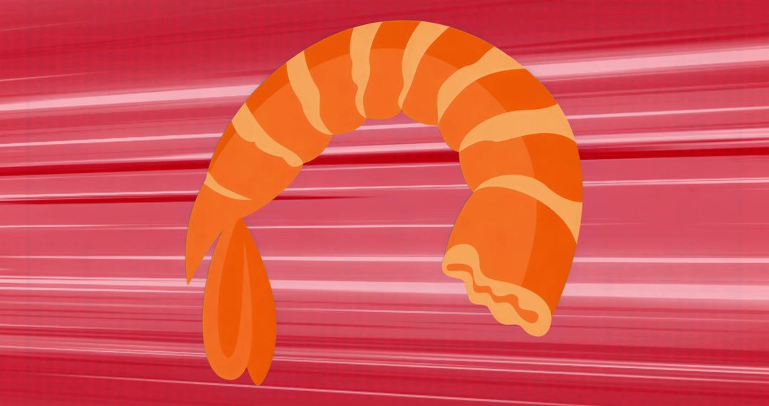 Dynamic Stylized Shrimp Illustration on Vibrant Red Background - Free ...