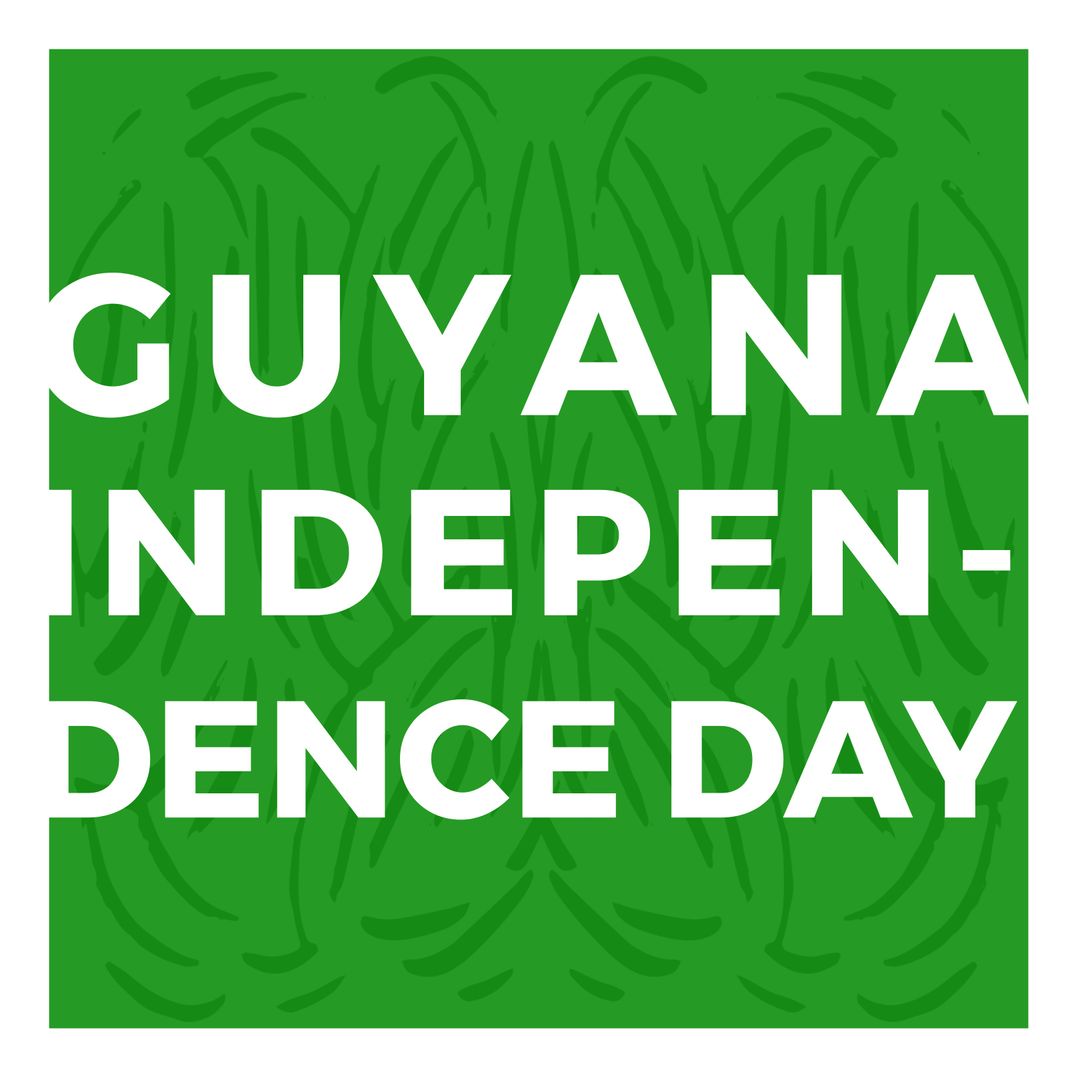 Guyana Independence Day Celebration on Green Textured Background