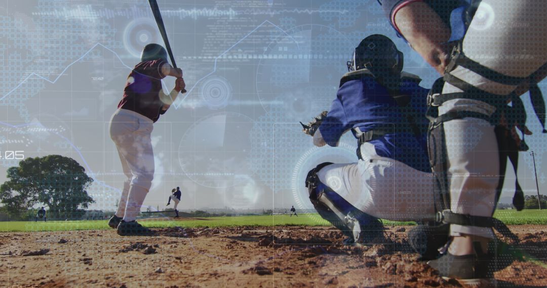 Baseball Players with Digital Interface Overlay