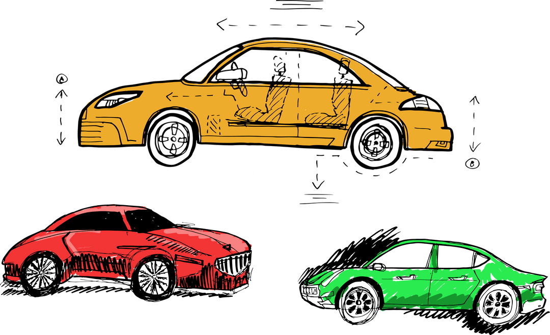 Colorful Transparent Cars Vector Illustration - Free Stock Png | Pikwizard