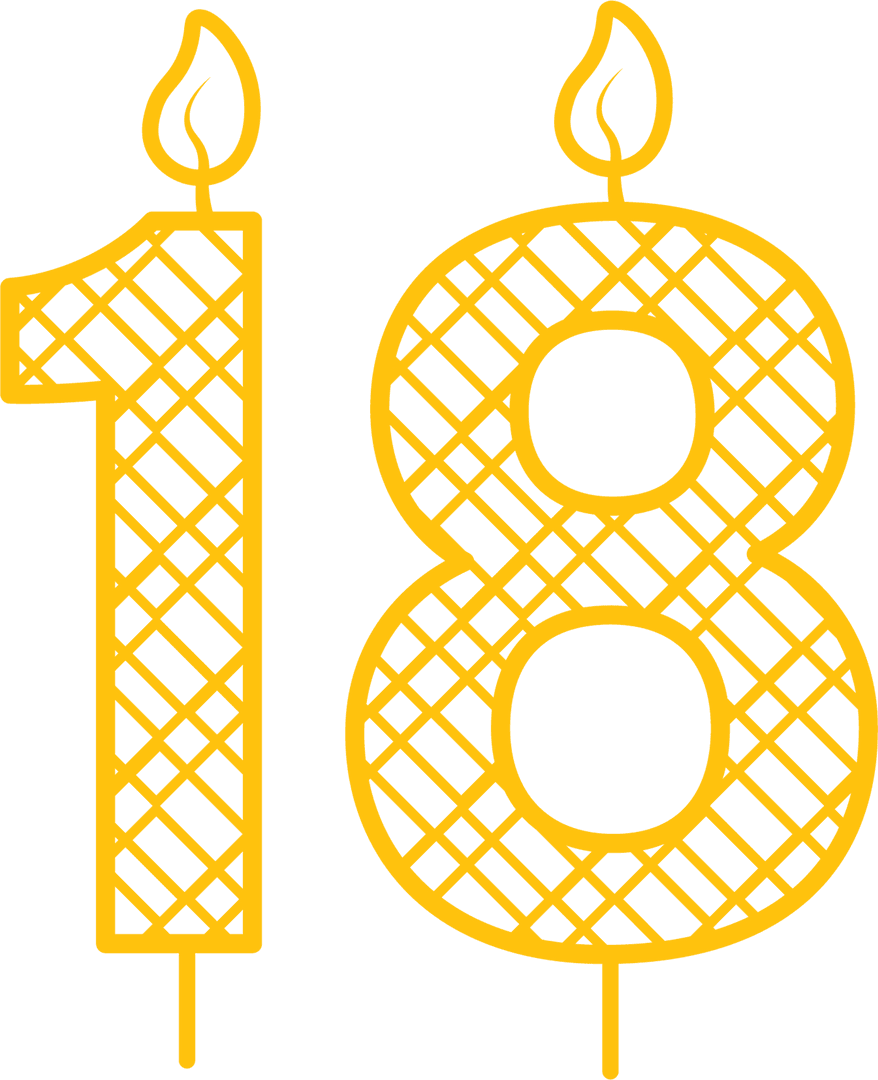 Transparent 18th Birthday Candle Outline Illustration