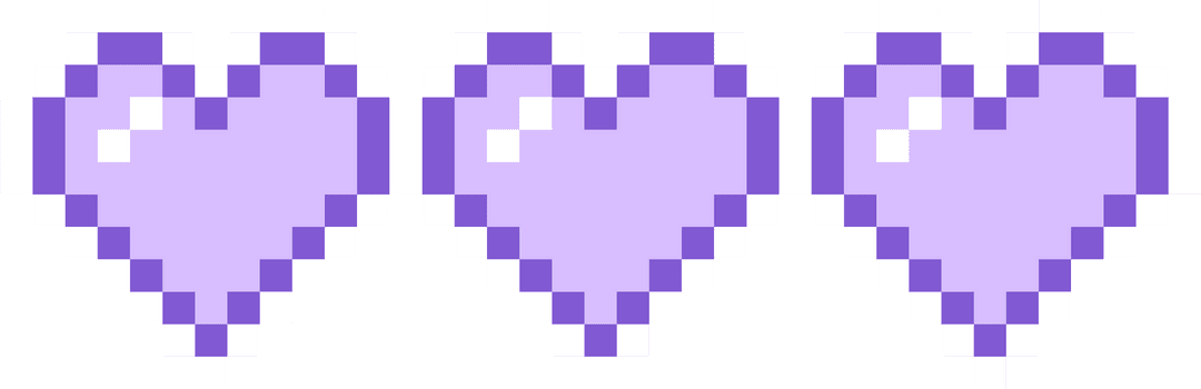 Triple Purple Pixel Hearts on Transparent Background for Digital Design ...