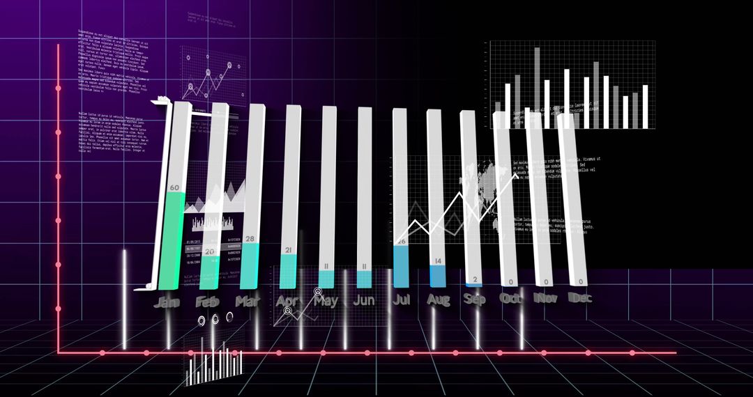 Futuristic 3D Bar Graph with Data Analytics in Virtual Interface - Free Stock Photo | Pikwizard