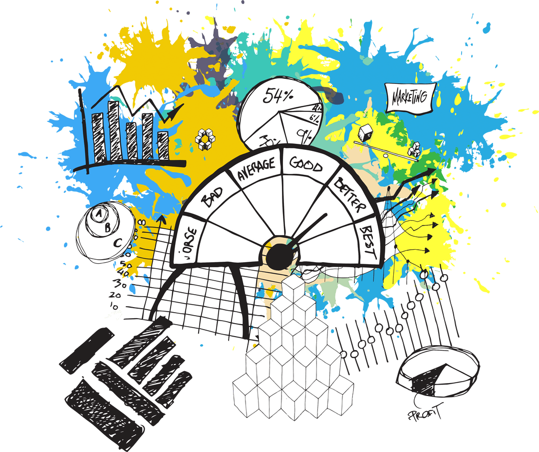 Creative Statistics Charts on Transparent Background