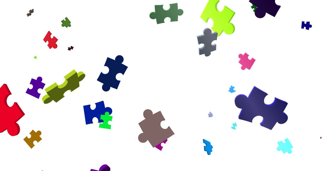 Colorful Puzzle Pieces Falling Celebration Background