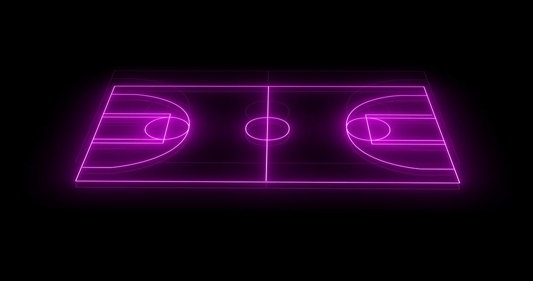 Neon Glowing Basketball Court Digital Graphic