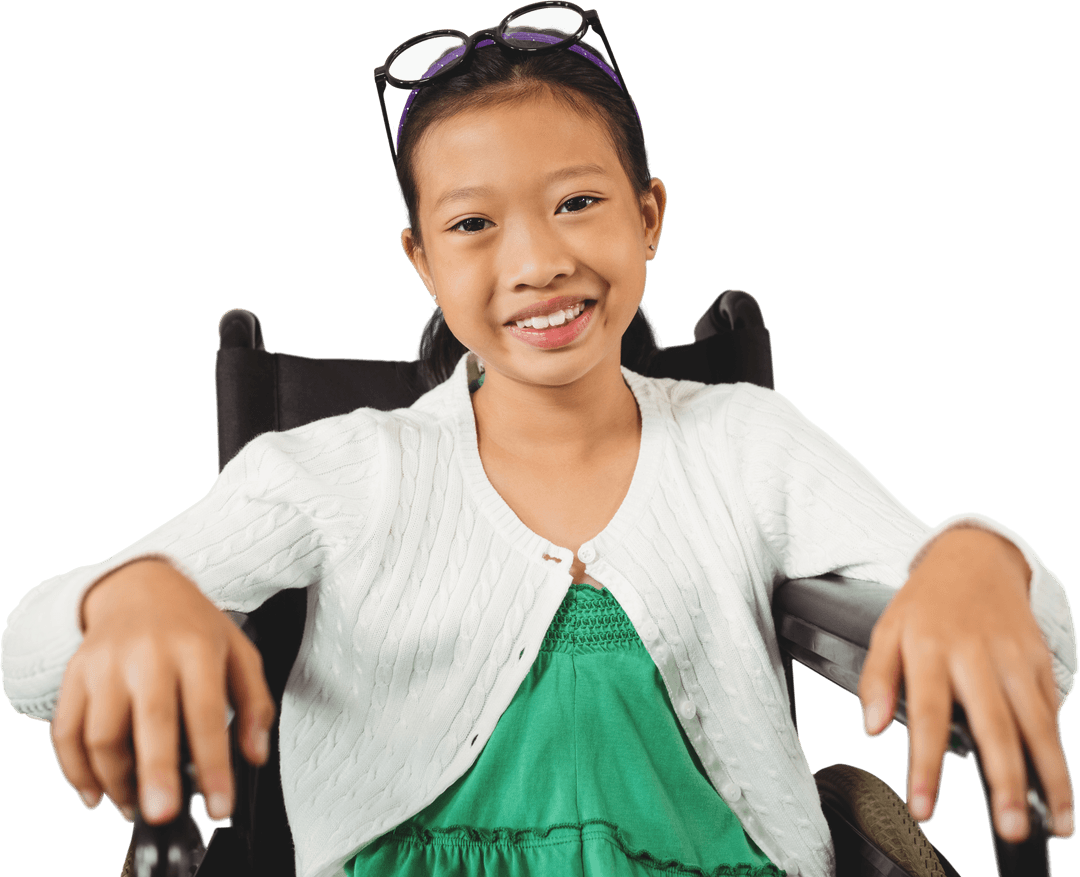 Happy Young Girl in Wheelchair, Transparent Background for Inclusion ...