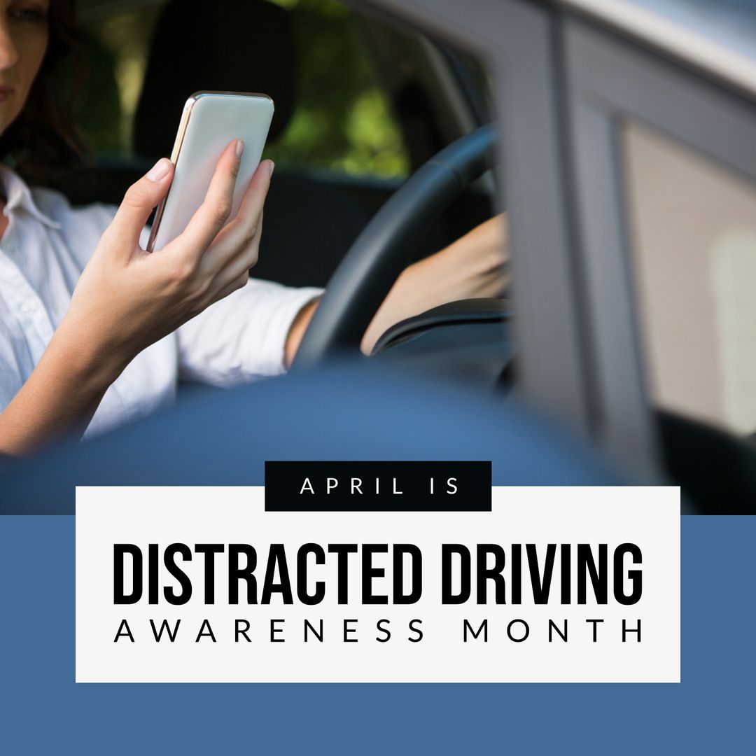 April Focus on Distracted Driving Awareness Concept Shows Texting in ...