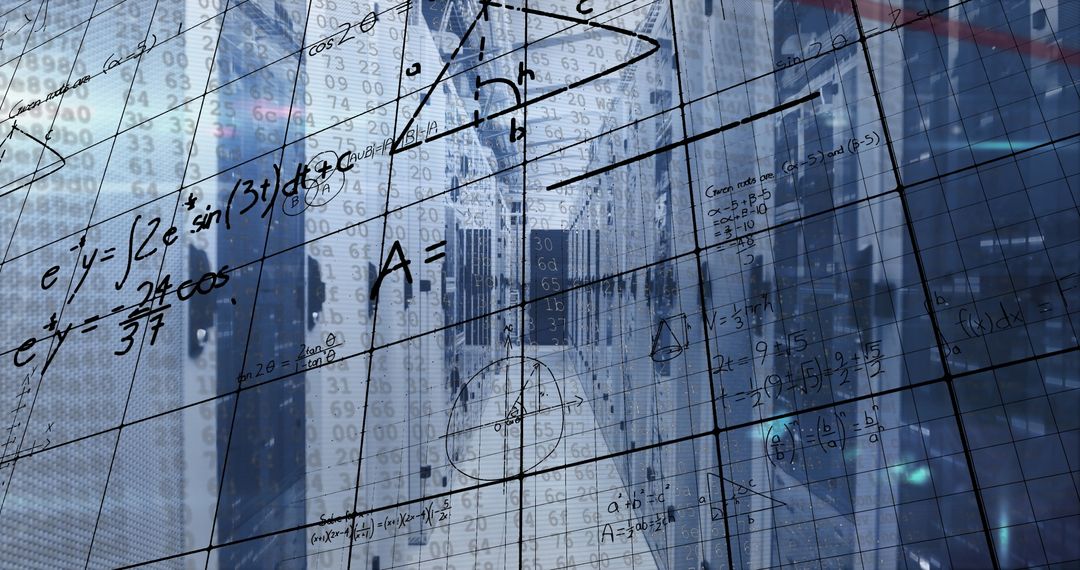 Abstract Math Overlay on Urban Financial District Skyline - Free Stock ...
