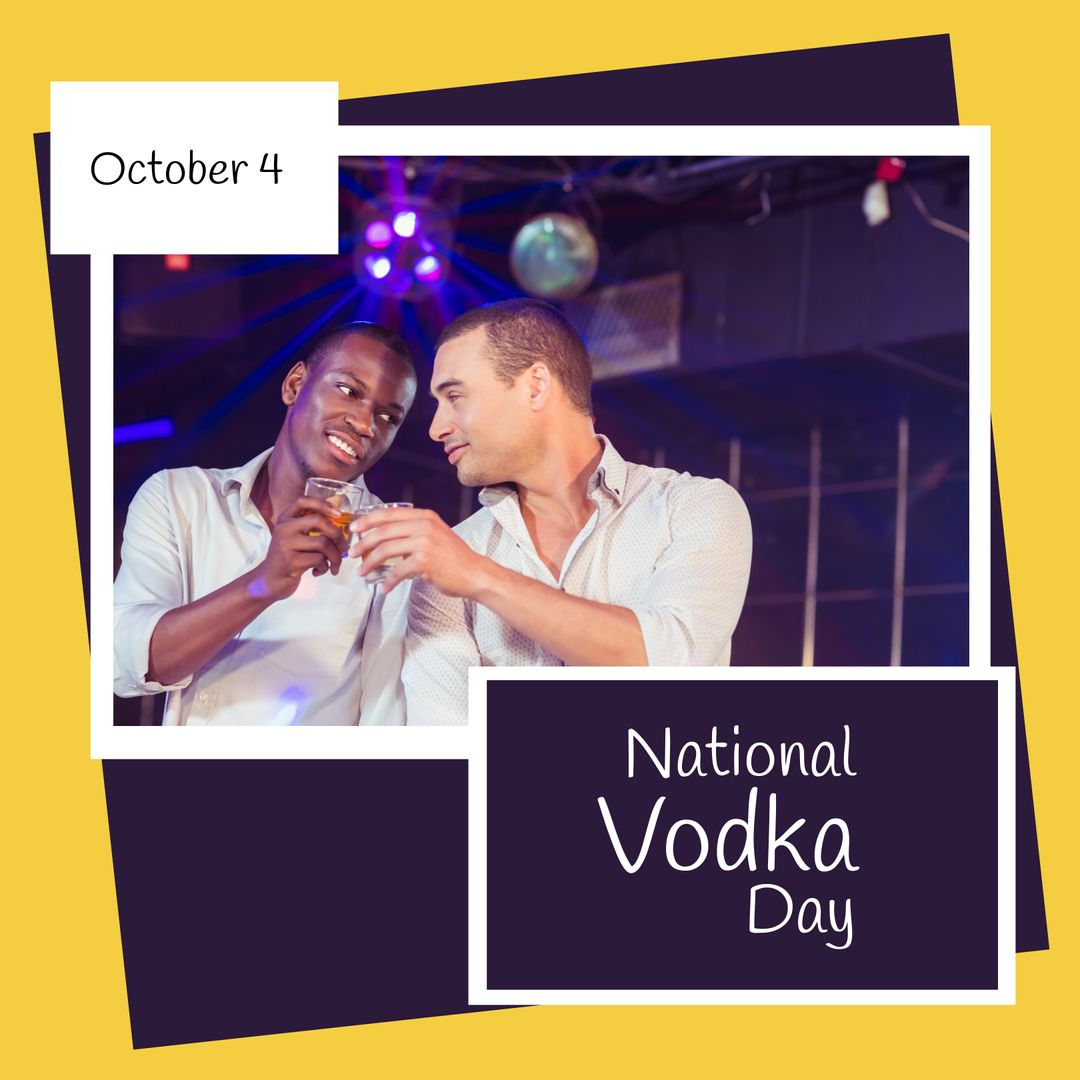 Two Men Celebrating National Vodka Day with Drinks in Party Environment