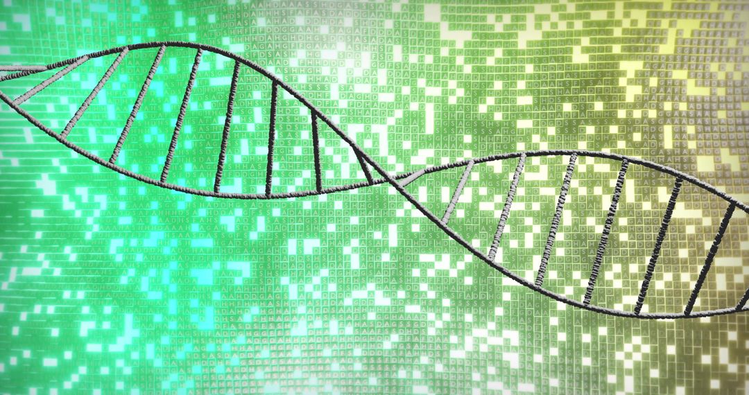 digital dna strand overlaid on pixelated background - Free Stock Photo ...