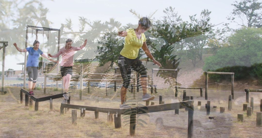 Group of Women Balancing on Outdoor Obstacle Course - Free Stock Photo ...