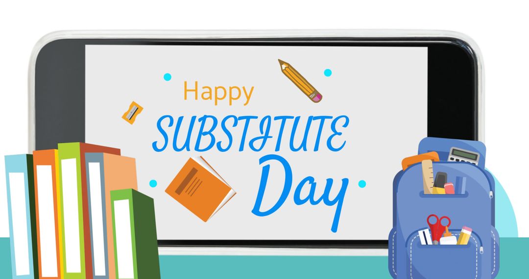substitute teacher appreciation design with books and school supplies ...