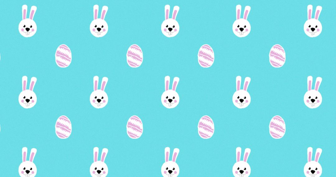 Cute Easter Bunny and Egg Pattern on Turquoise Background