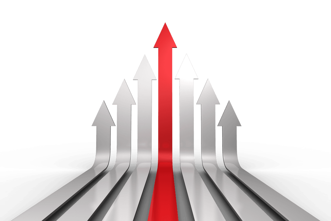 Progressive Red Arrow Among White Arrows Transparent Background - Free ...