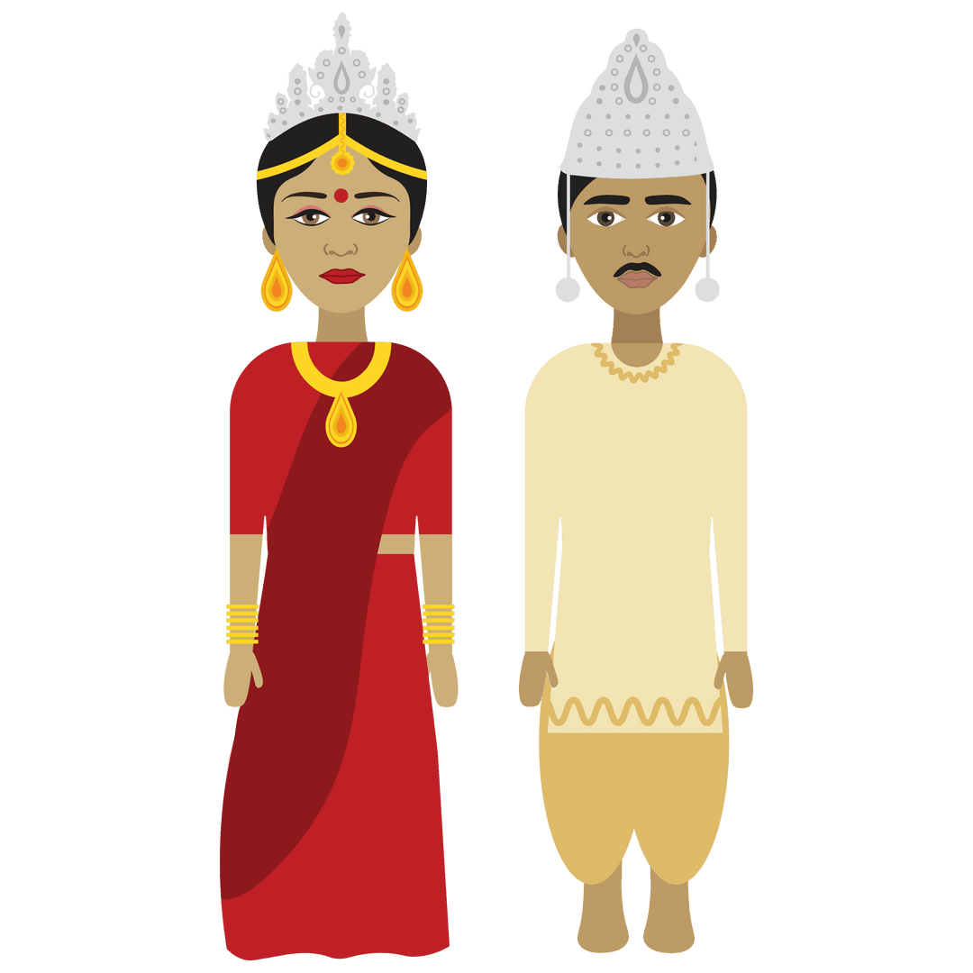 Transparent vector illustration of bengali bride and groom in ...