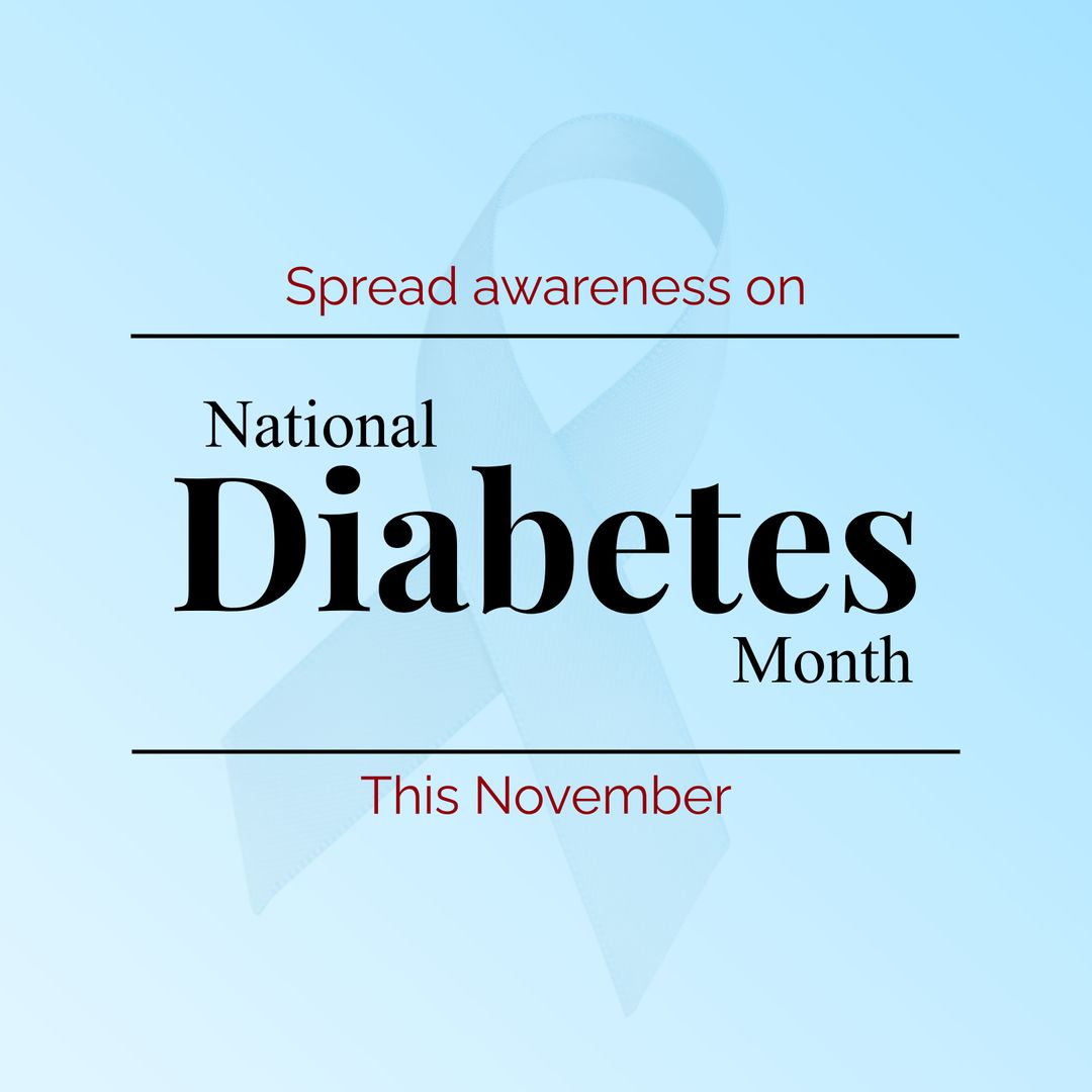 National Diabetes Awareness Month Concept on Blue Ribbon