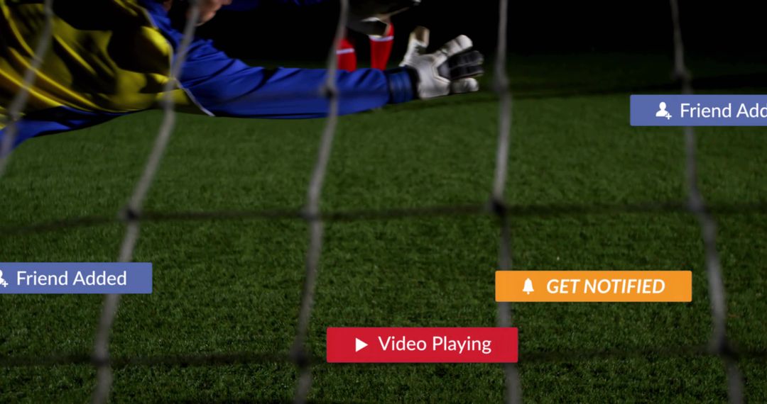 Goalkeeper Diving Save on Green Field with Digital Overlays - Free ...