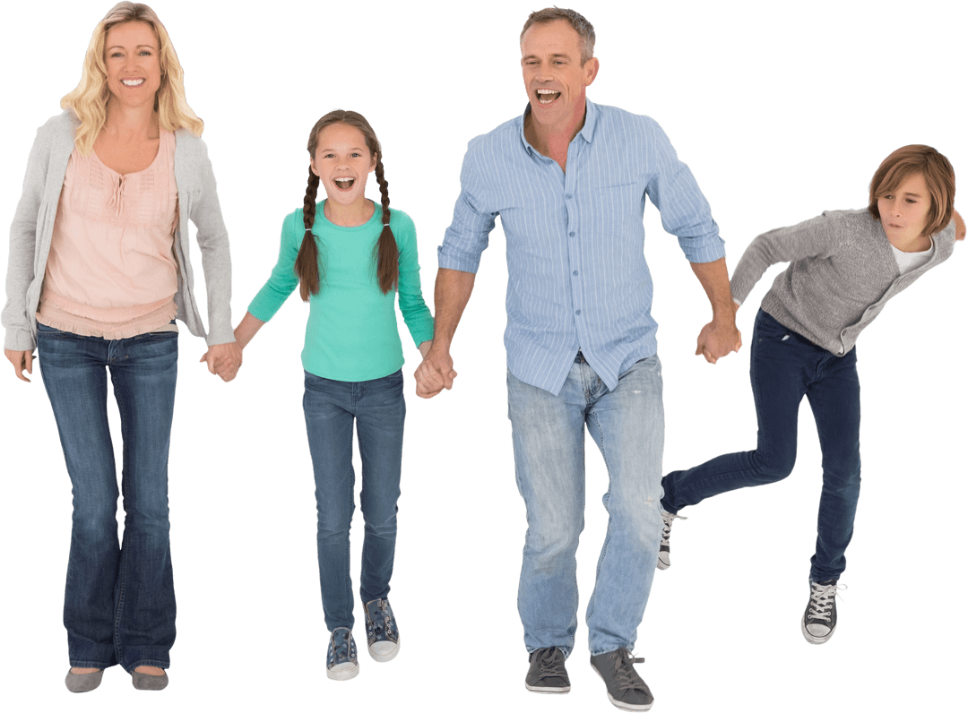 Transparent happy family holding hands laughing together - Free Stock ...