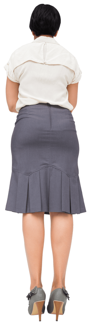 Back View of Businesswoman on Transparent Background with Business ...
