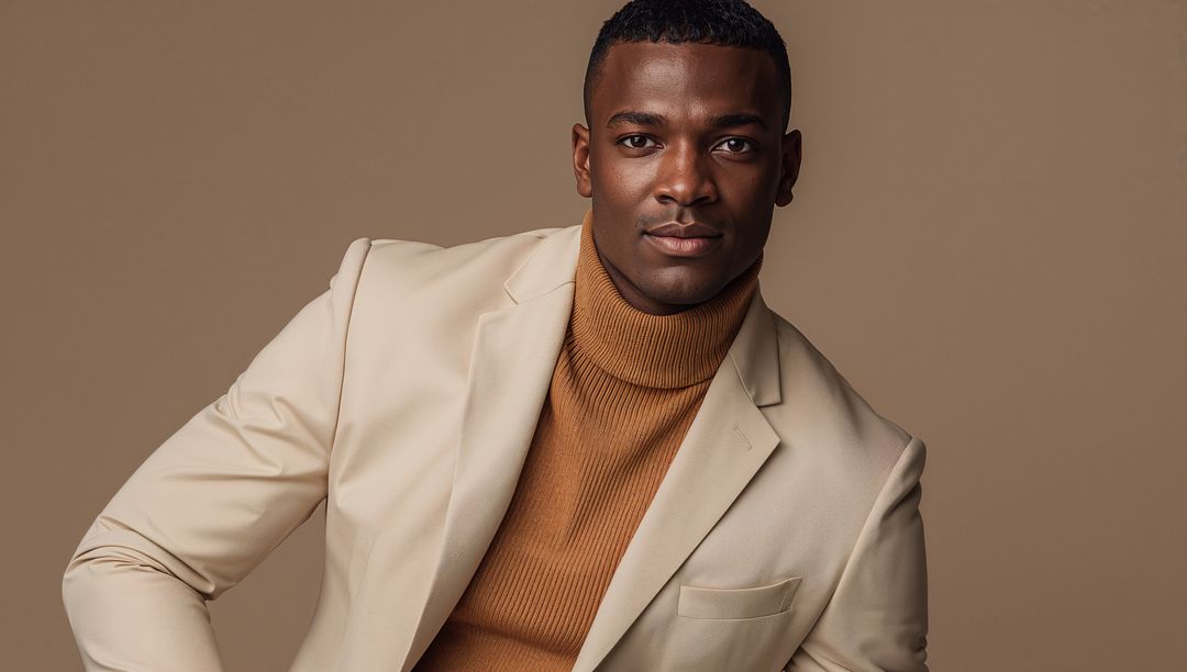 Elegant Male Model in Beige Blazer and Brown Turtleneck - Free Stock ...