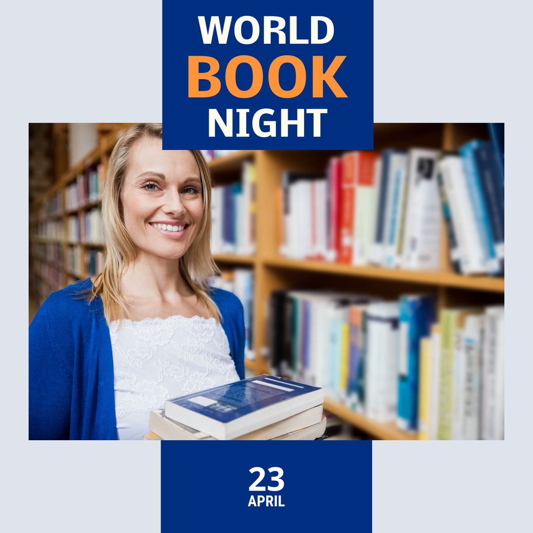 Celebrating World Book Night in the Library - Free Stock Template | Pikwizard