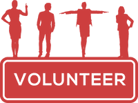 Red Volunteer Icon with Silhouetted Figures on Transparent Background ...
